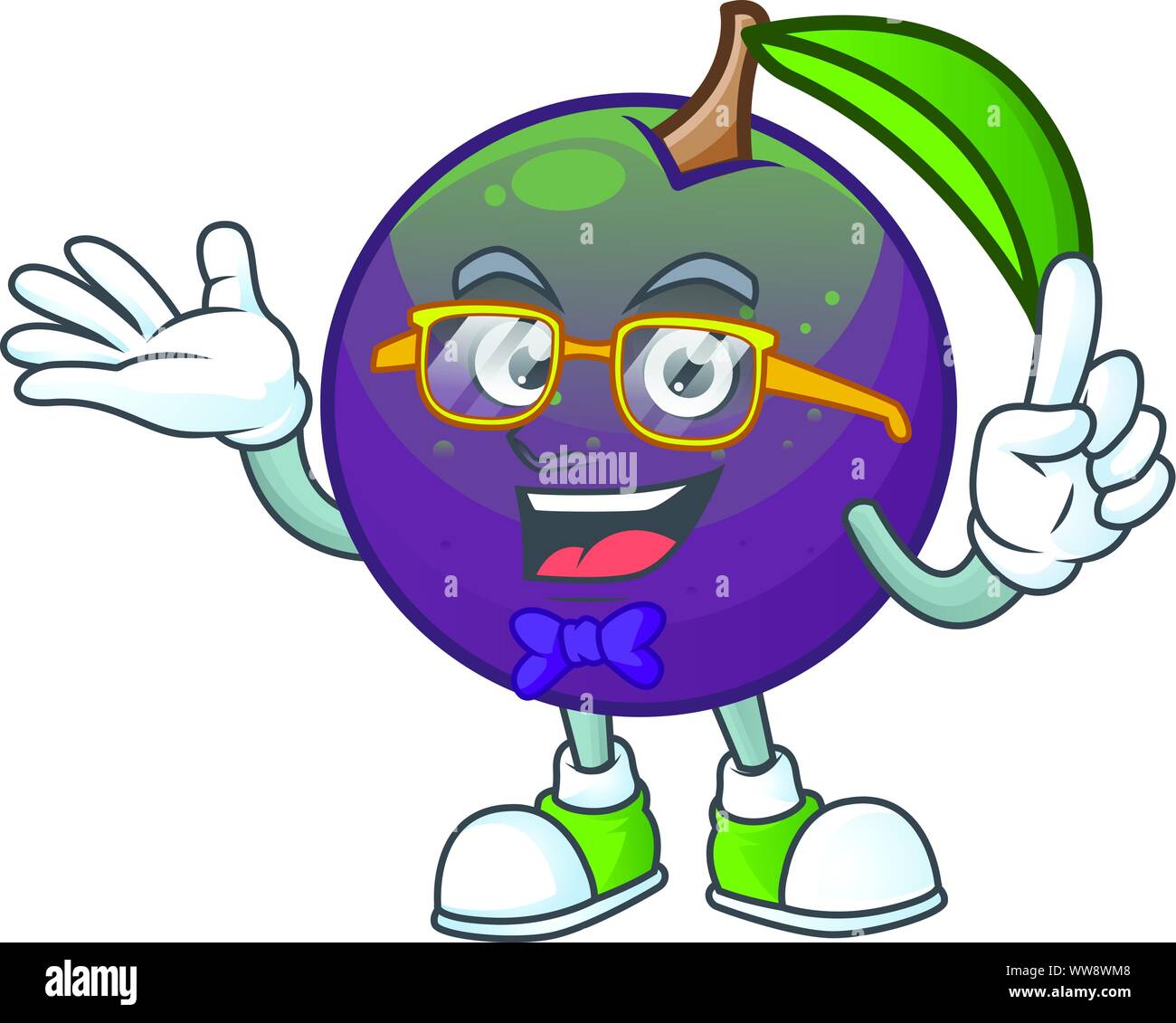 Geek ripe star apple character on white background Stock Vector Image ...