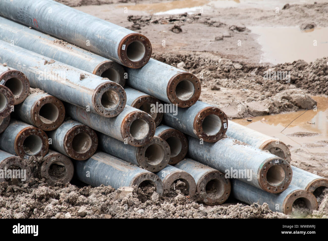 Open construction work site with heavy machinery equipment construction ...