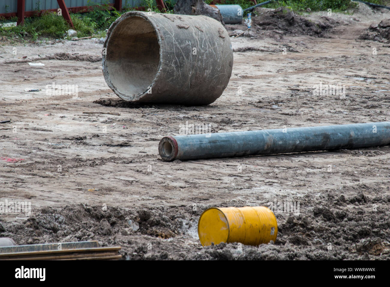 Open construction work site with heavy machinery equipment construction ...