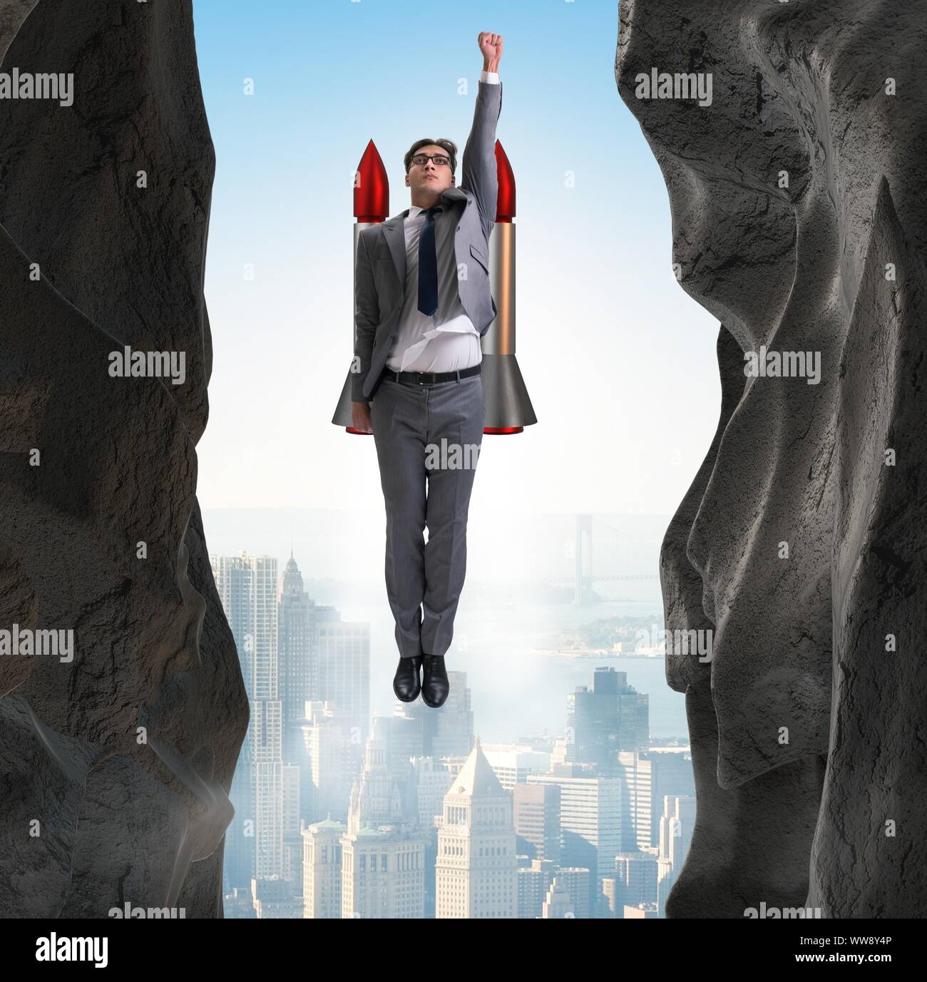 The businessman overcoming challenges in business concept Stock Photo ...