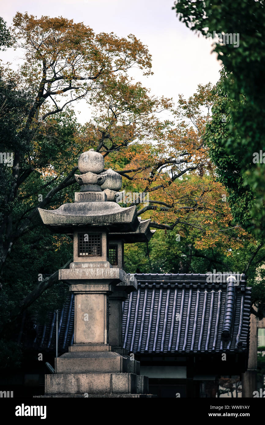 Old traditional japanese oriental architecture stone lamp light lantern ...