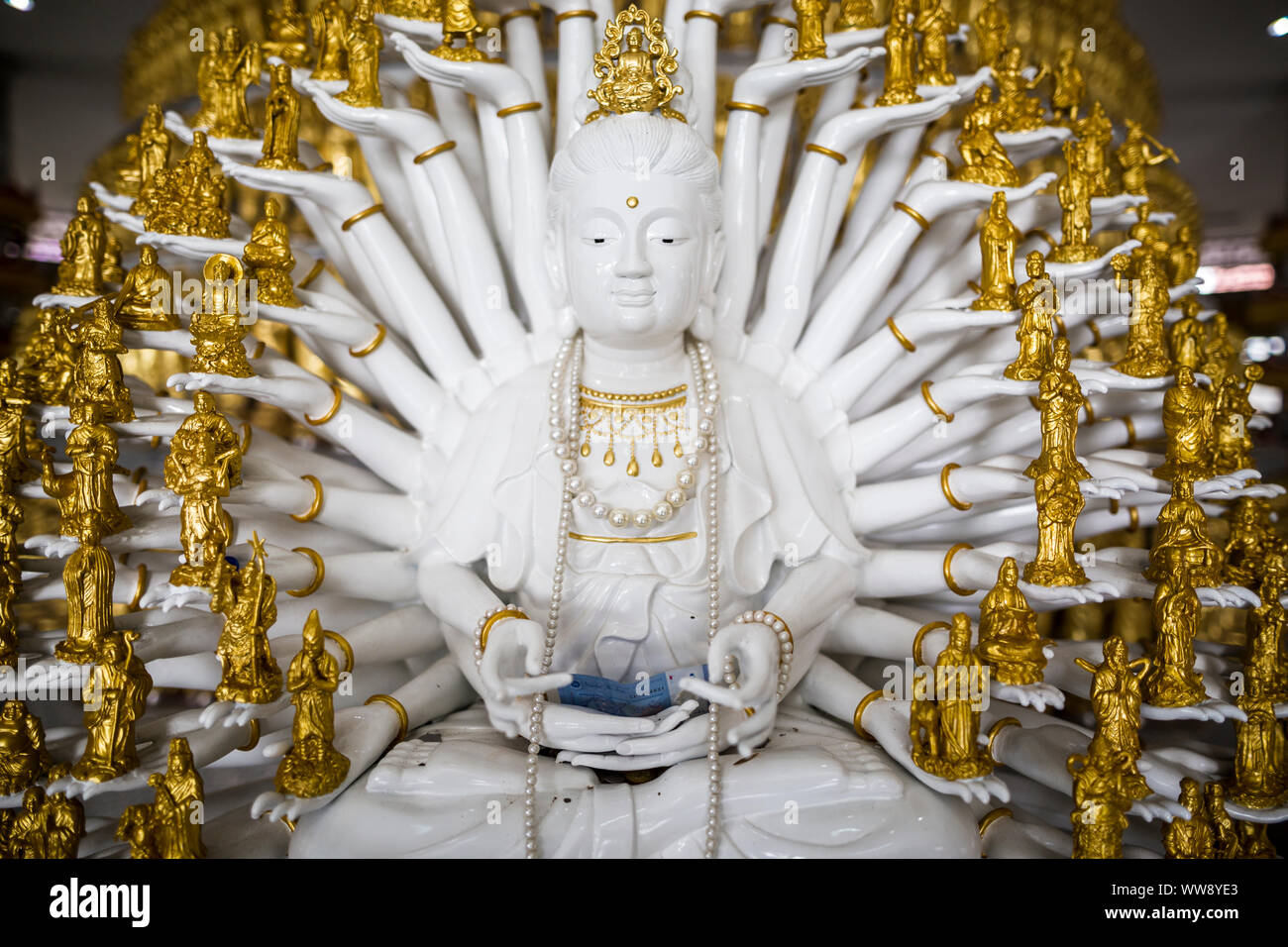 Golden thousand hands Guanyin statue at Hat Yai Thailand Asia Stock ...