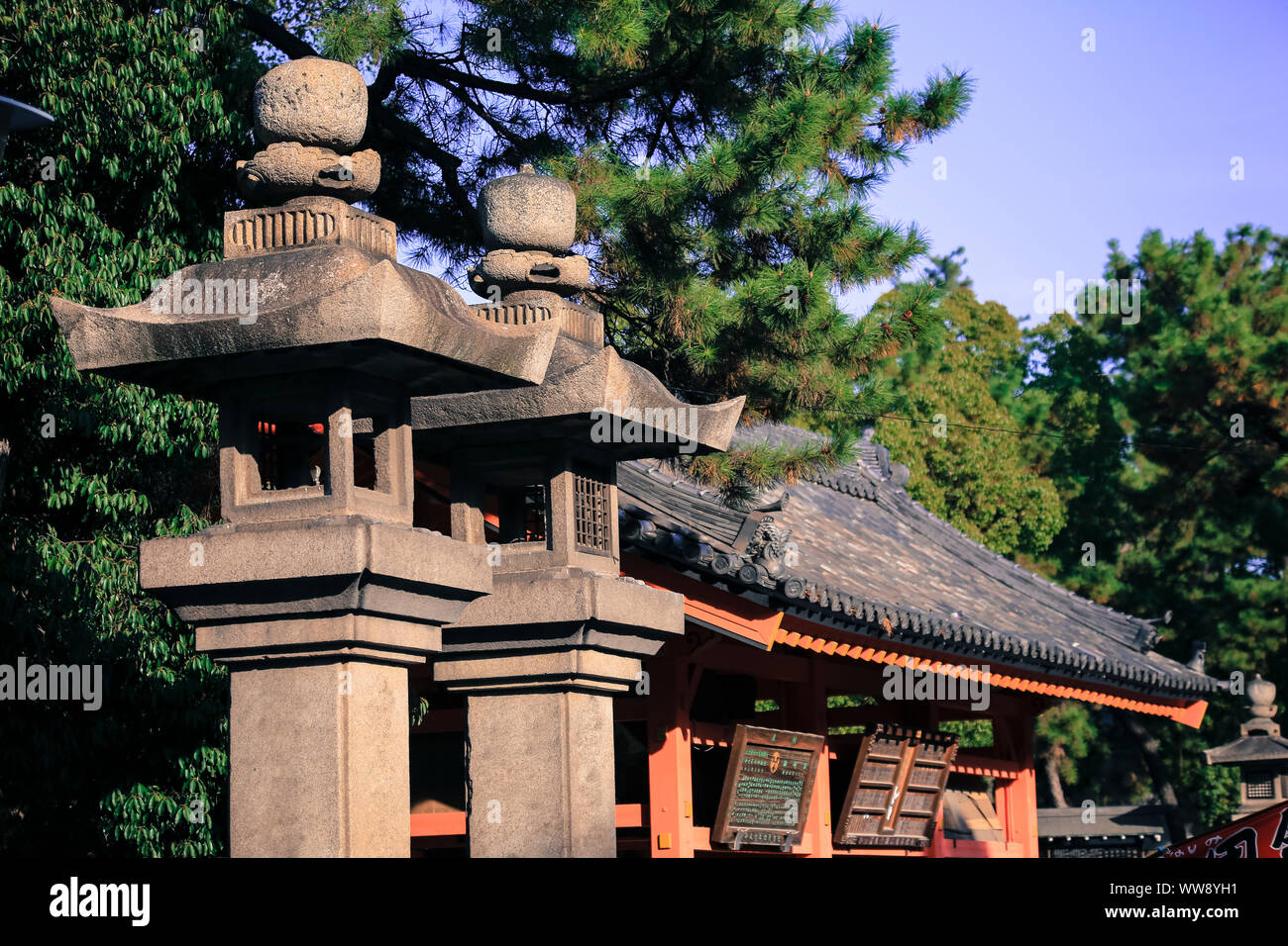 Old traditional japanese oriental architecture stone lamp light lantern ...