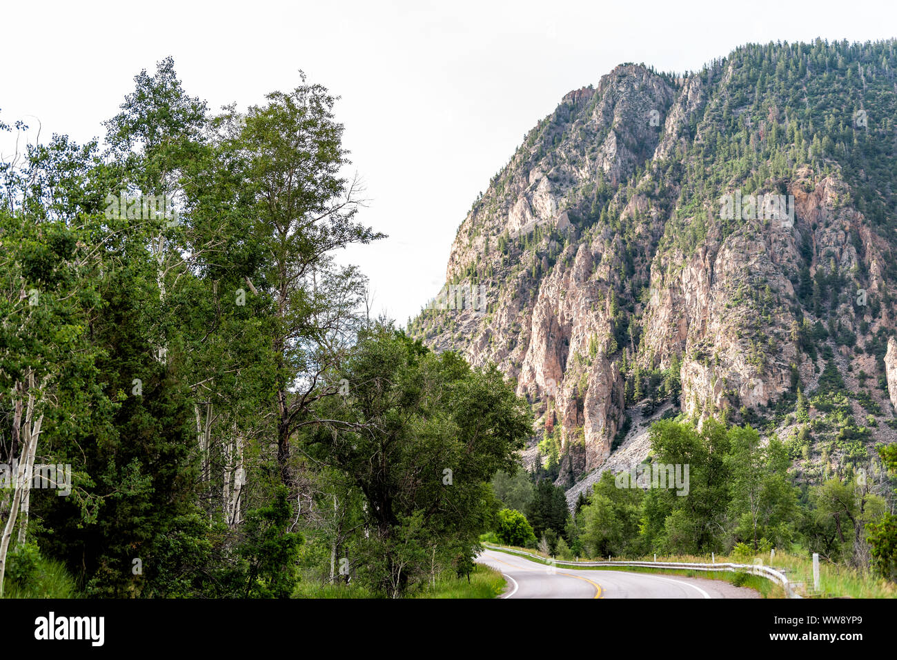 View at Highway 133 in Redstone, Colorado during summer with trees and ...