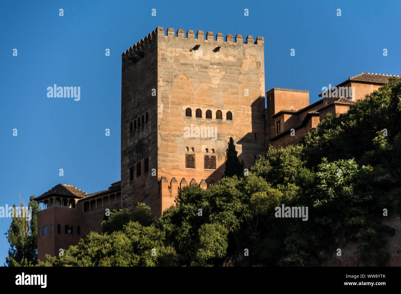 A telephoto shot showing one of the main castle fortifications in the ...