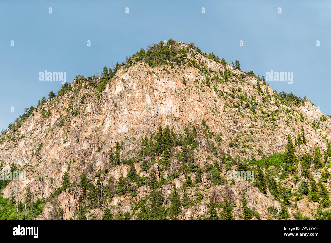 View of rocky cliff from Highway 133 in Redstone, Colorado during ...