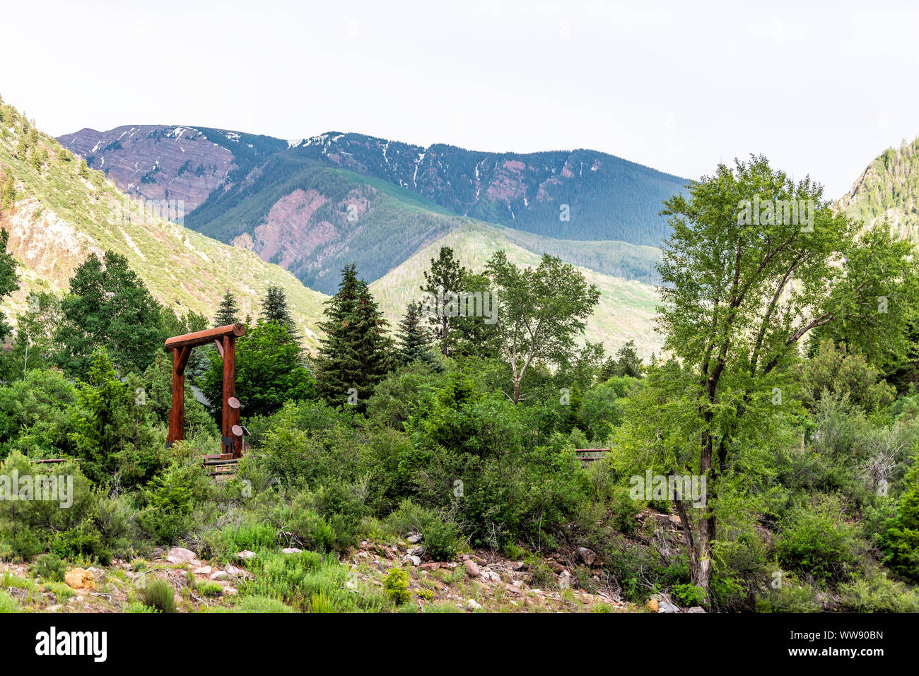 Redstone, Colorado during summer with Crystal river and ranch property ...