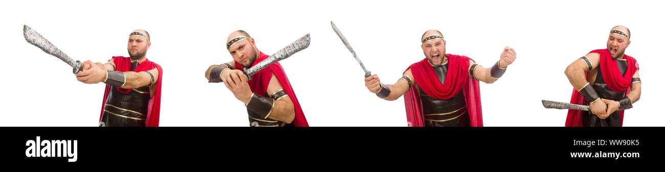 The gladiator isolated on white background Stock Photo - Alamy