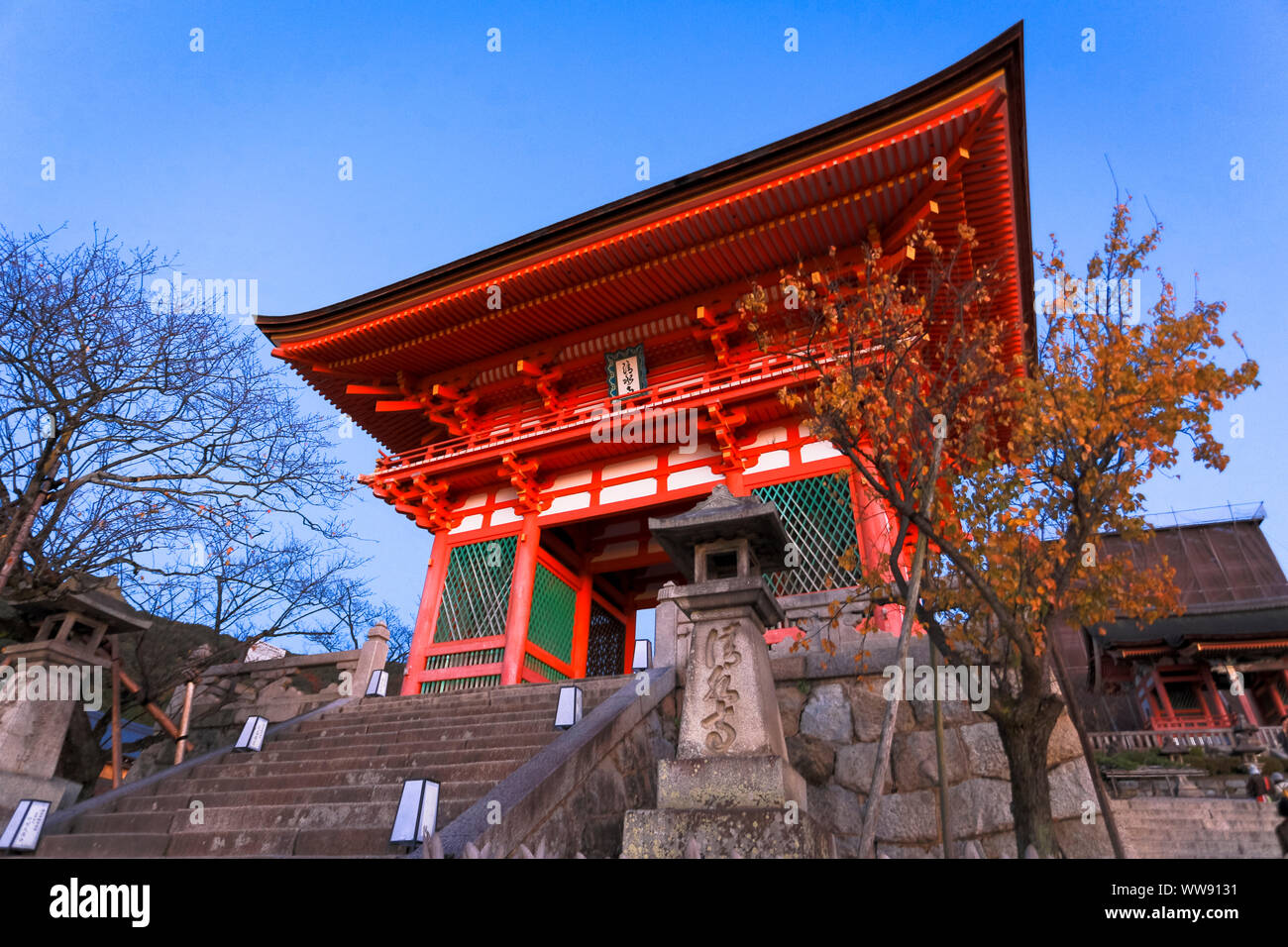 Kiyomizudera temple architecture landmark in Kyoto Japan at dusk Stock ...