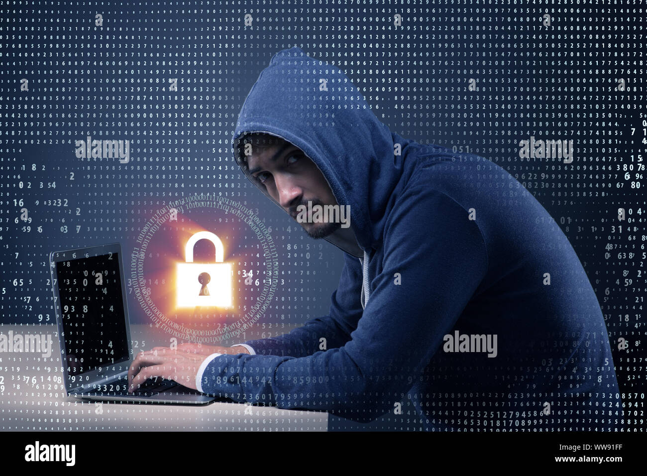 The hacker in digital security concept Stock Photo - Alamy