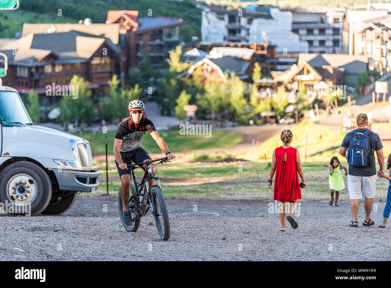 Aspen, USA - July 4, 2019: Snowmass village summer landscape view in ...