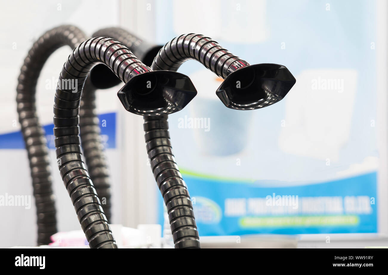 Black plastic Hood of an industrial air extractor ; duct Stock Photo ...