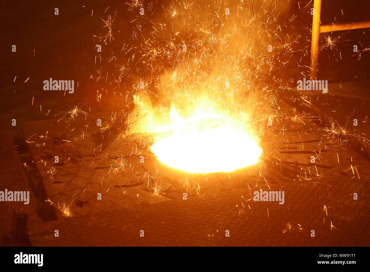Molten metal in Induction Furnace for casting Iron manufacturing Stock ...