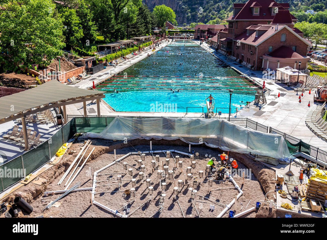 Aerial diving swimming pool hi-res stock photography and images - Alamy
