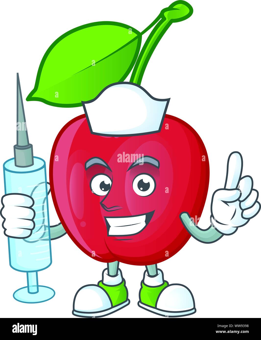 Nurse cartoon bing cherries on white background Stock Vector Image ...