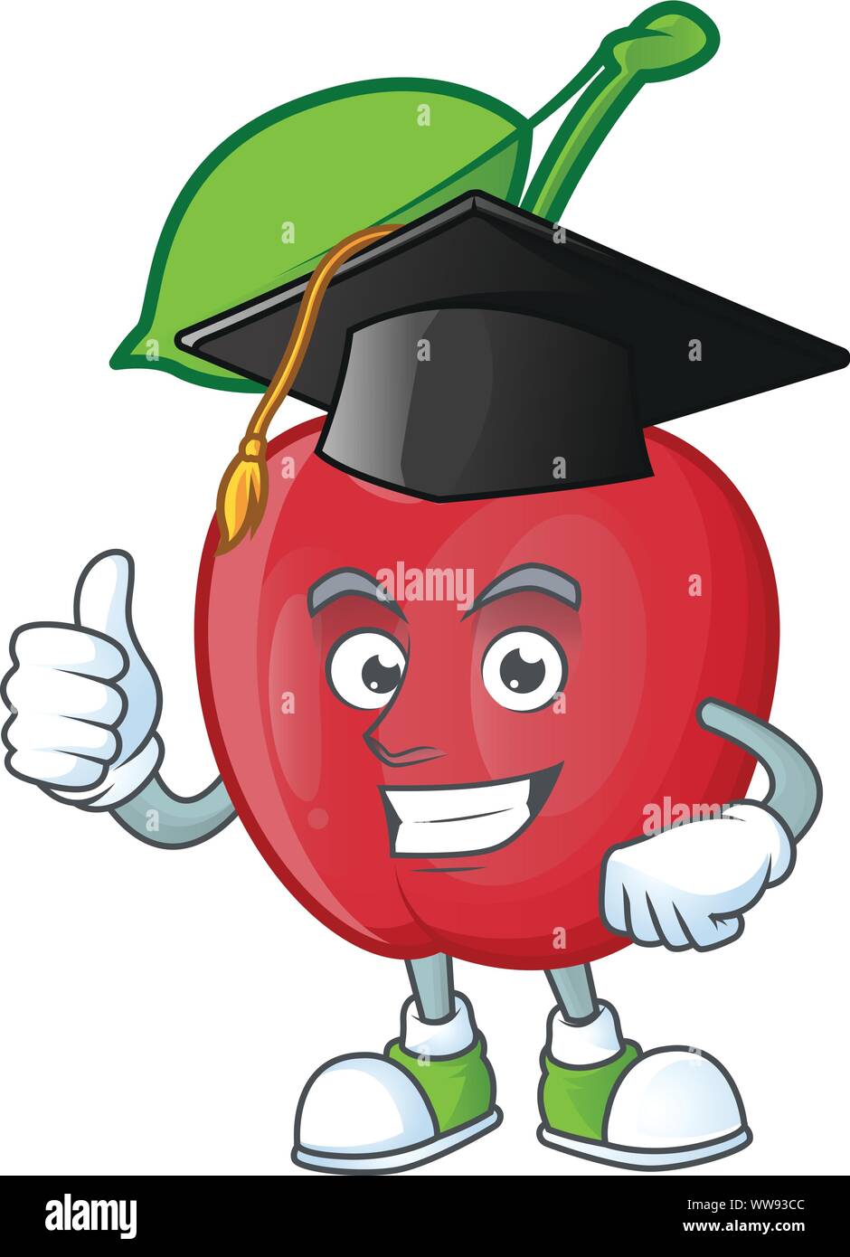Graduation cartoon bing cherries on white background Stock Vector Image ...