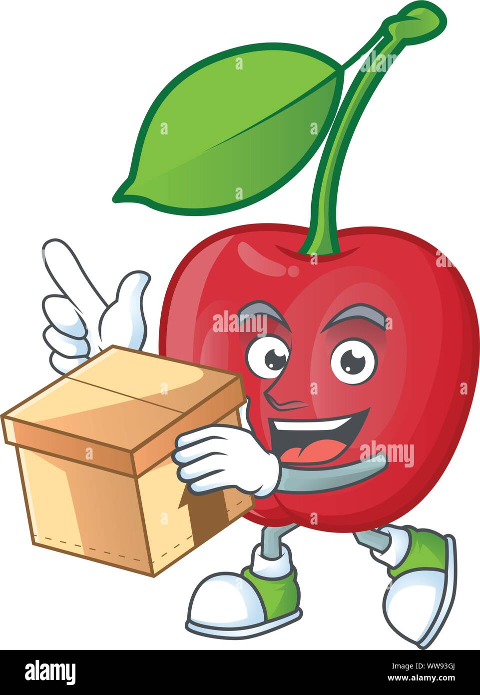 With box cartoon bing cherries on white background Stock Vector Image ...
