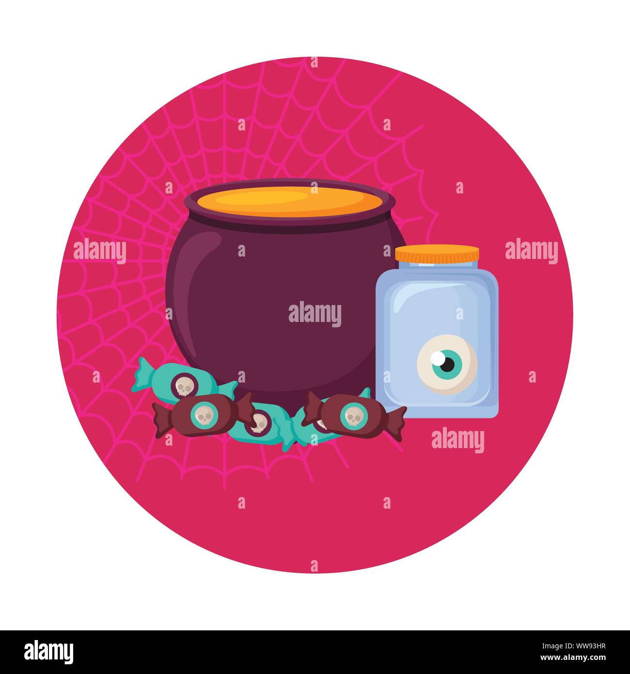 scene of cauldron with icons halloween vector illustration design Stock ...