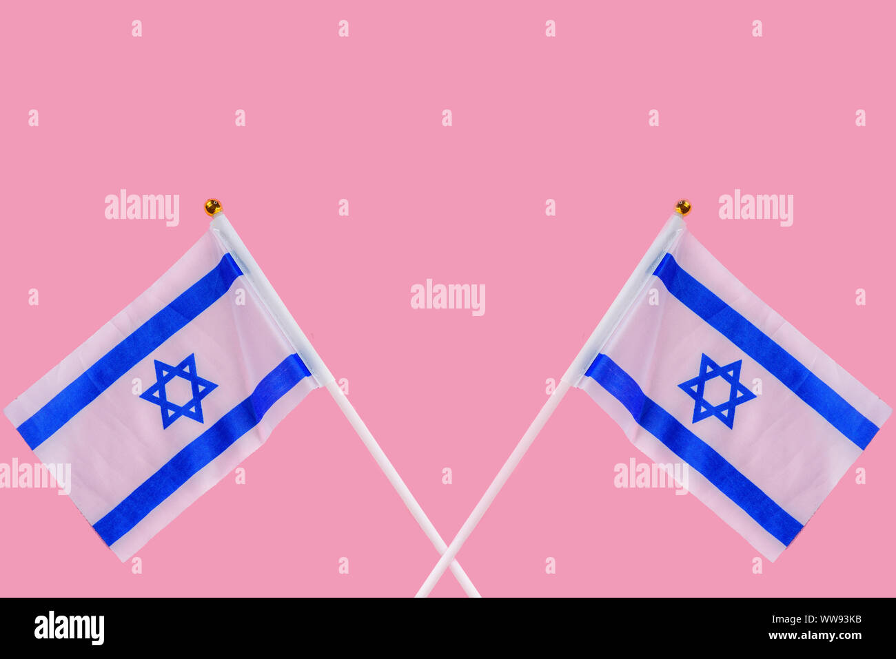 Two Israel Flags On Pink Background for Israel Holidays Stock Photo - Alamy