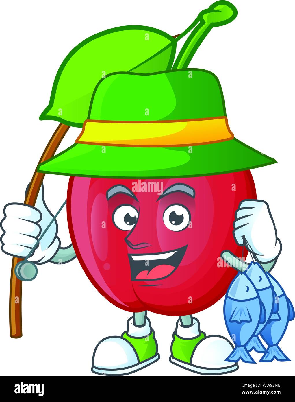 Fishing bing cherries sweet in character mascot shape Stock Vector ...