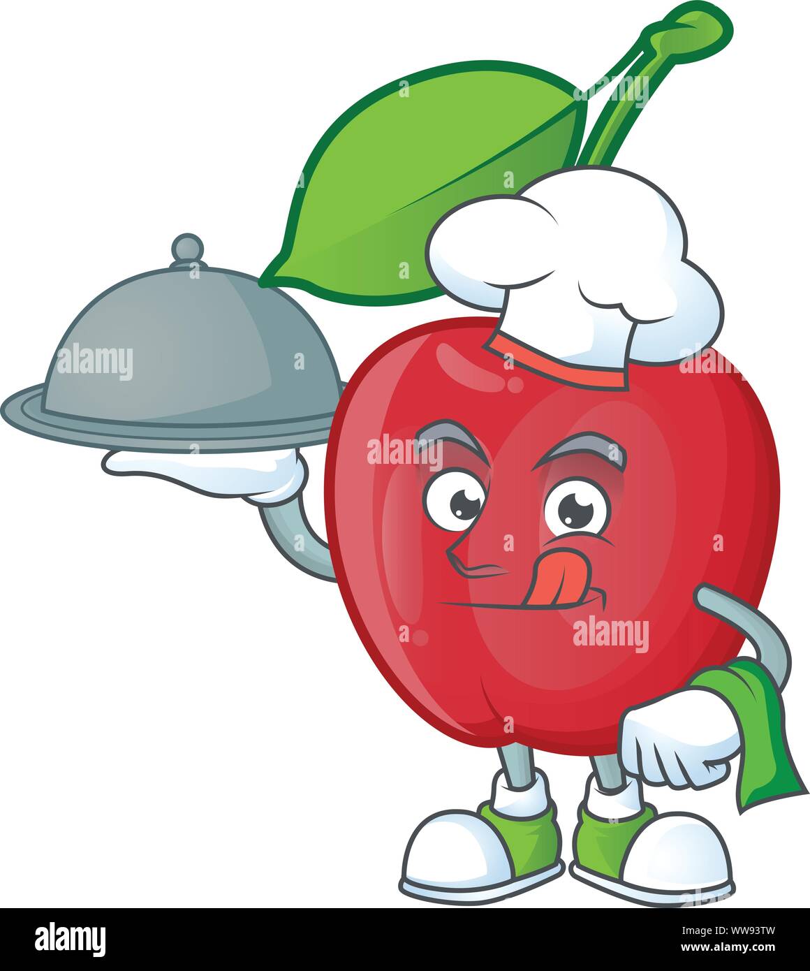 Chef with food bing cherries sweet in character mascot shape Stock ...