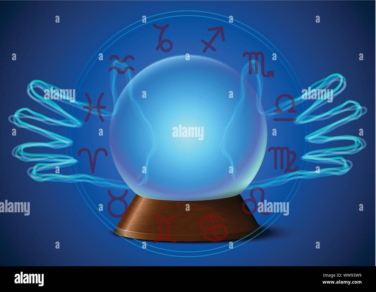 Magic ball with hands and zodiac signs Stock Vector Image & Art - Alamy