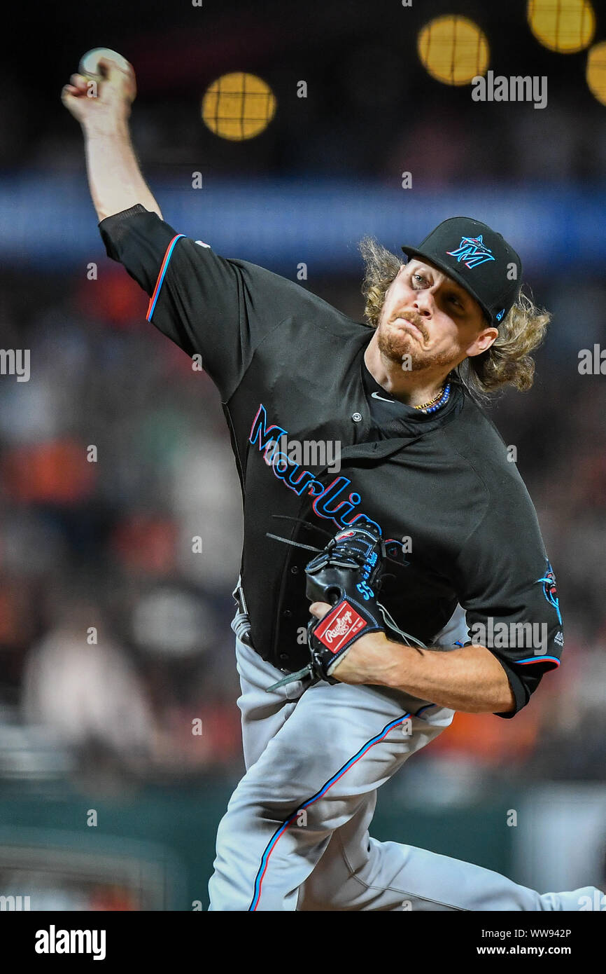 San Francisco, California, USA. 13th Sep, 2019. Miami Marlins relief ...