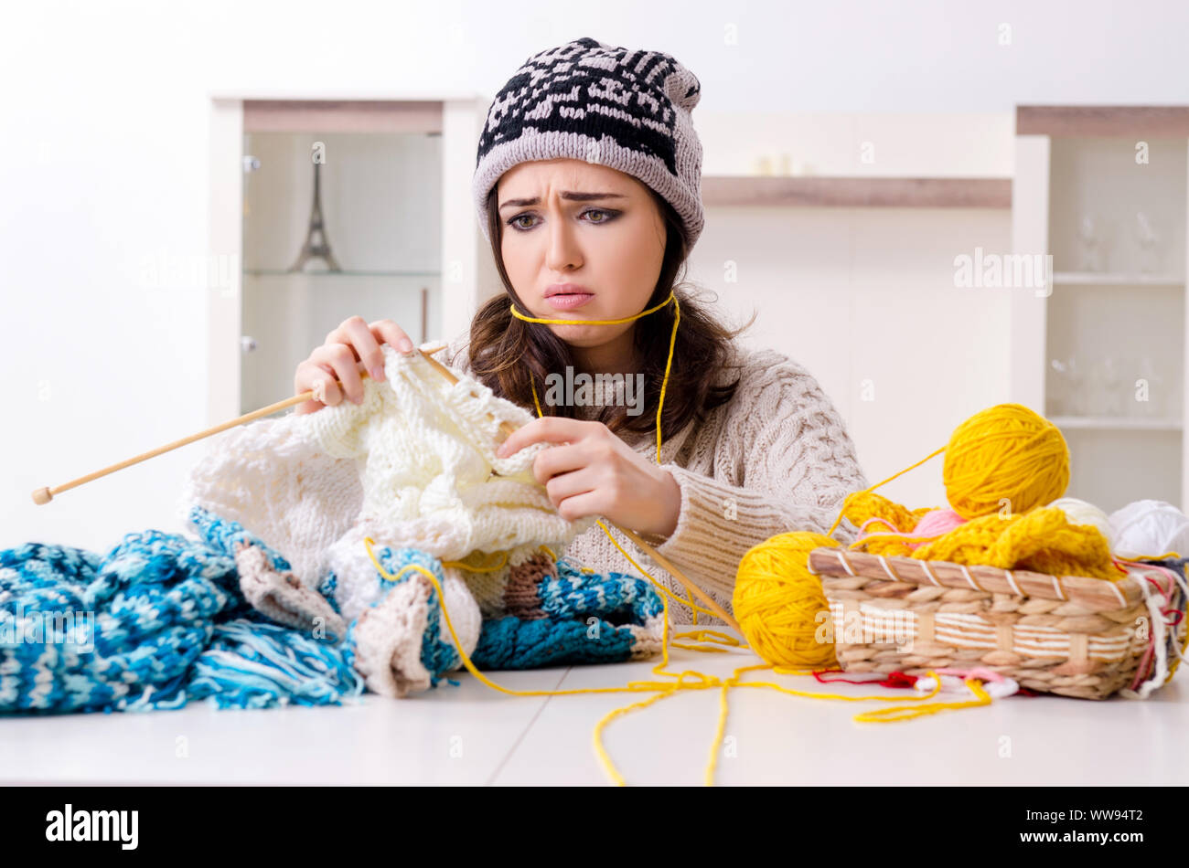Frustrated woman and knit hi-res stock photography and images - Alamy