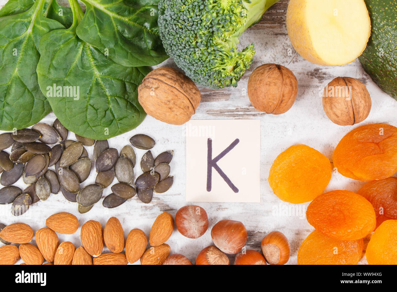 Natural ingredients or products as source potassium, vitamin K ...