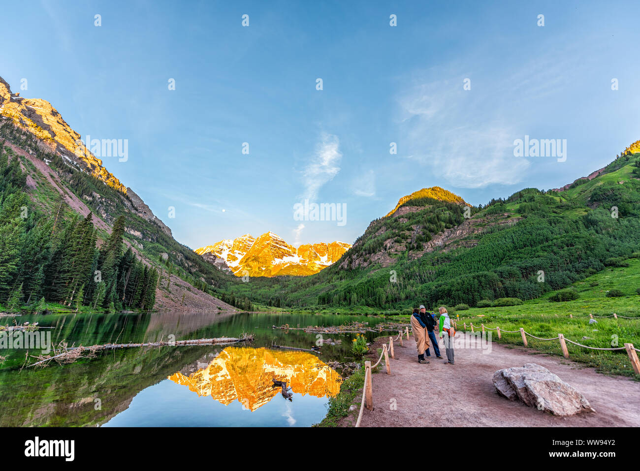 Aspen, USA - July 19, 2019: Maroon Bells wide angle view in Aspen ...