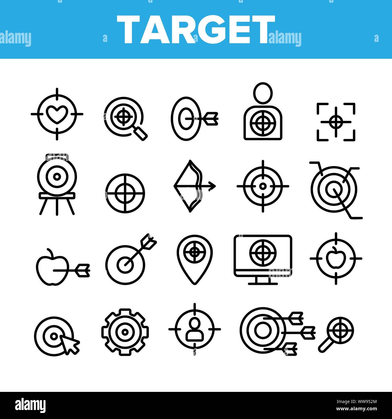 Target Aim Collection Elements Vector Icons Set Stock Vector Image ...