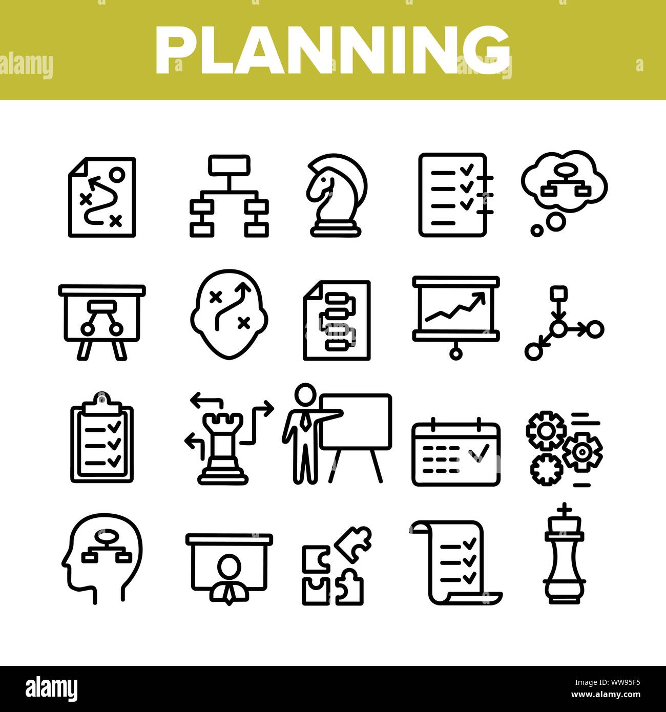 Planning Collection Elements Vector Icons Set Stock Vector Image & Art ...