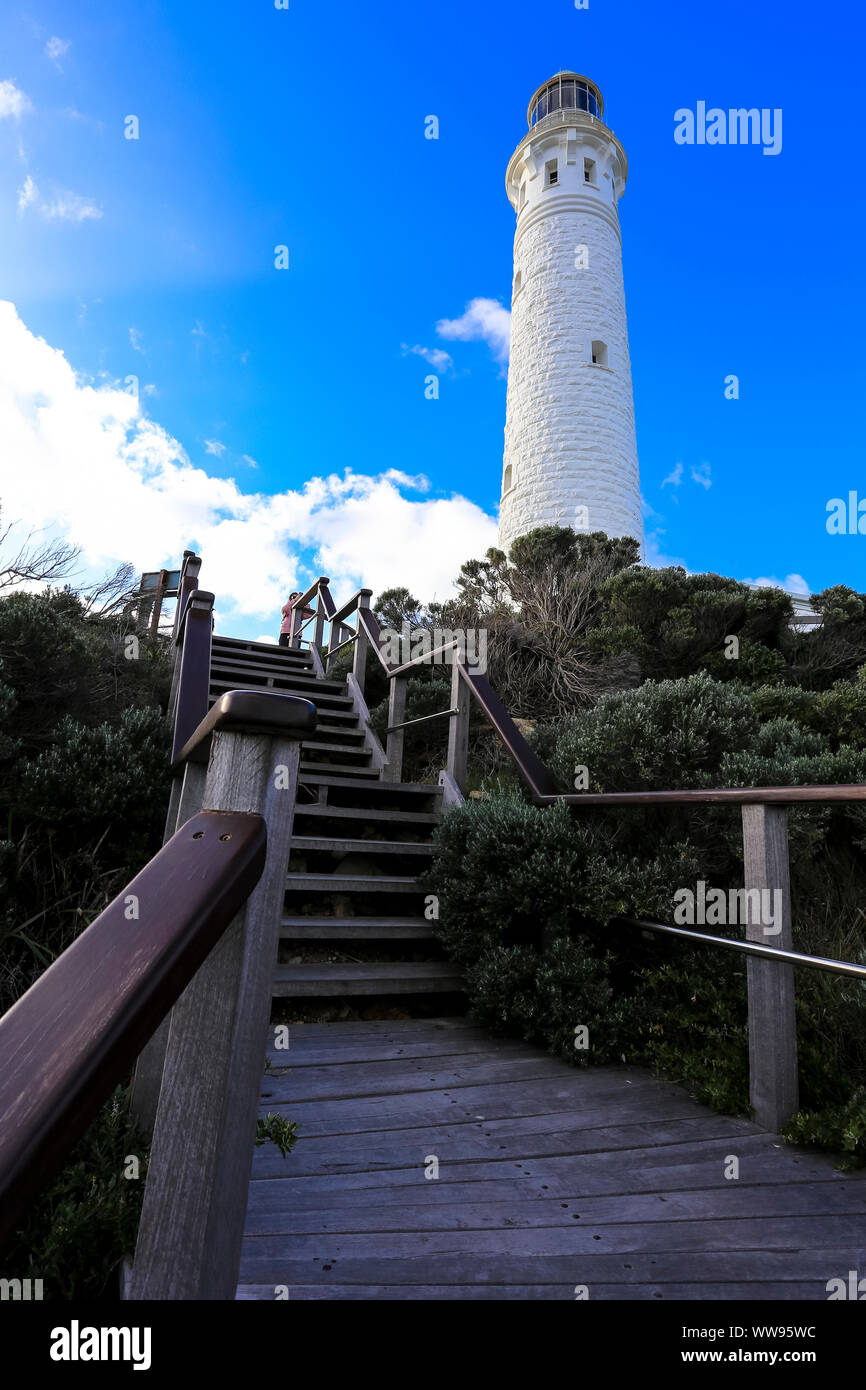 Cape Leeuwin lighthouse building against blue sky attraction at western ...