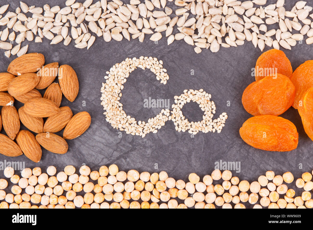 Inscription Ca with healthy nutritious eating containing calcium ...