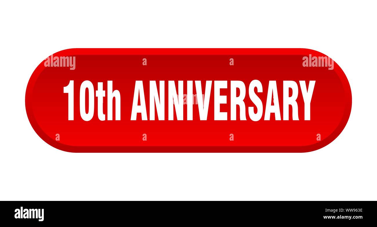 10th anniversary button. 10th anniversary rounded red sign. 10th ...