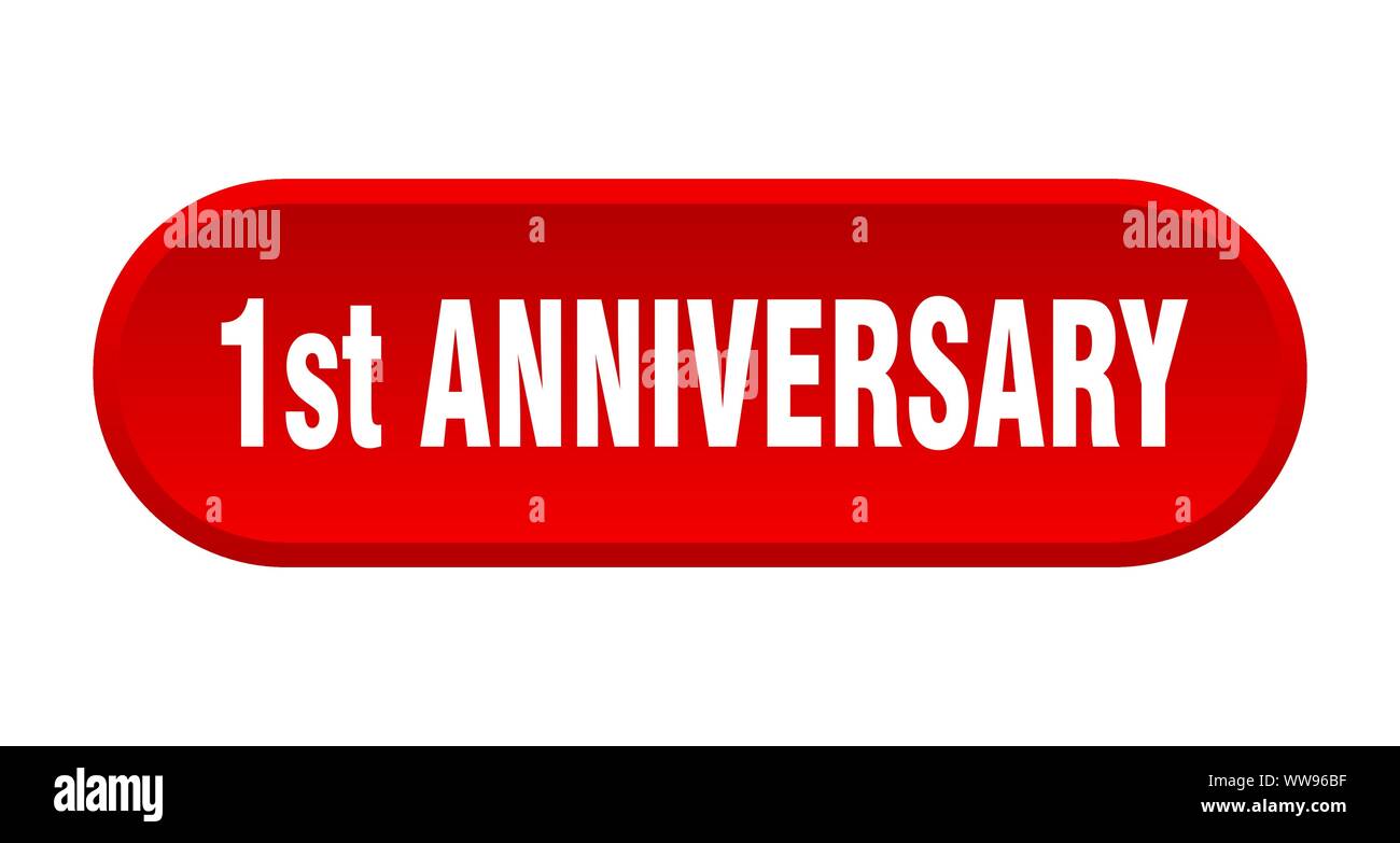 1st anniversary button. 1st anniversary rounded red sign. 1st ...