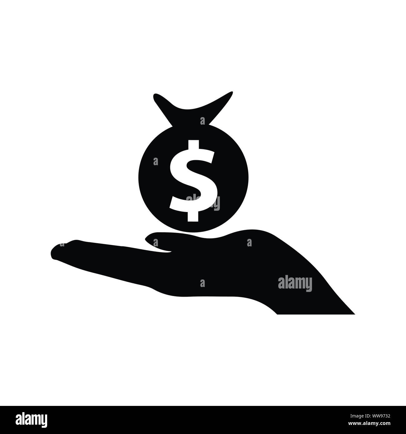 Dollar bag, hand money, save money icon Stock Vector Image & Art - Alamy