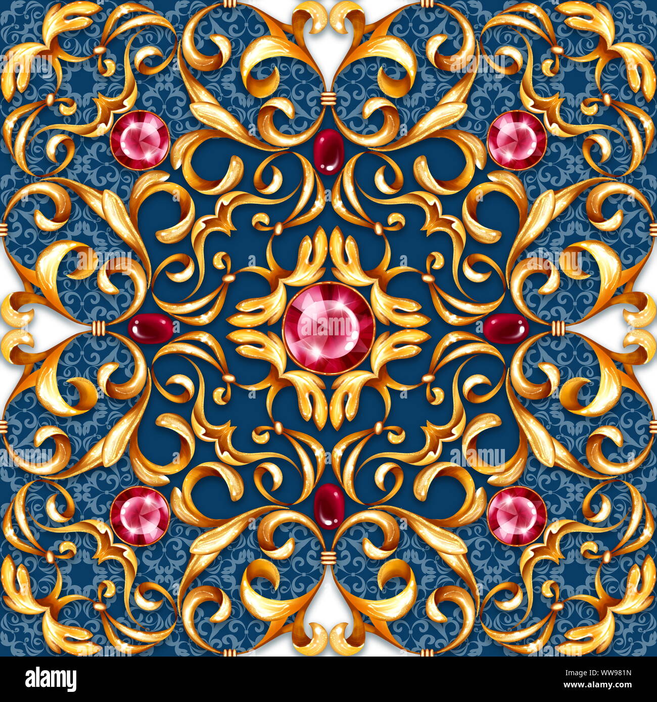 Seamless baroque pattern with decorative golden scrolls Stock Photo - Alamy