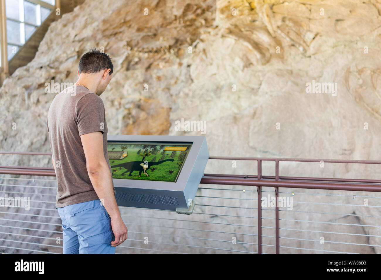 Jensen, USA - July 23, 2019: Information sign in Quarry visitor center ...