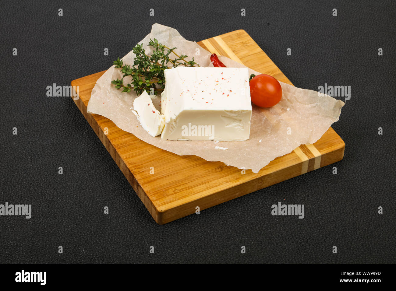 Traditional Feta Cheese served thyme Stock Photo - Alamy