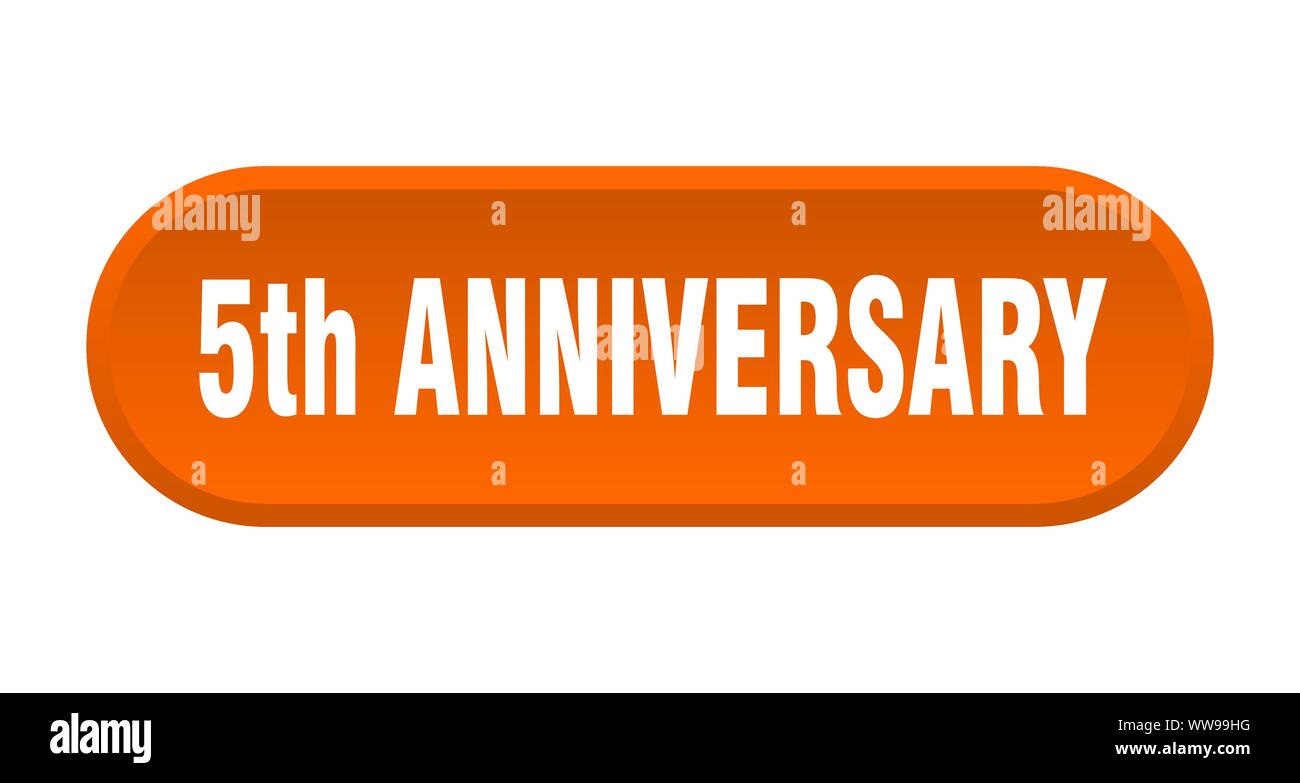 5th anniversary button. 5th anniversary rounded orange sign. 5th ...