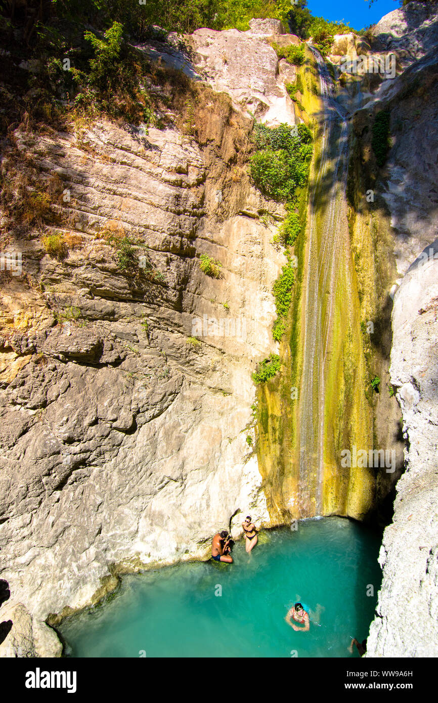 Nidri waterfalls and small river in Lefkada island, Greece Stock Photo ...