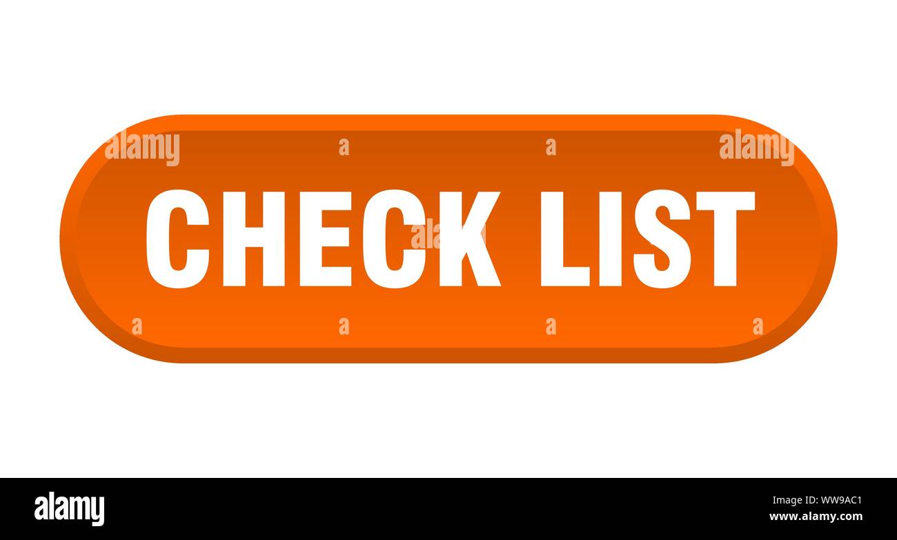 check list button. check list rounded orange sign. check list Stock ...