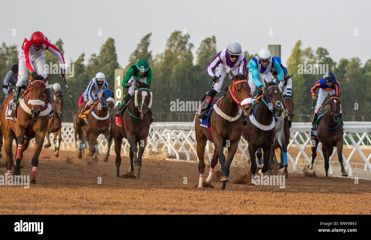 Horse racing at King Khalid Racetrack, Taif, Saudi Arabia, 14/06/2019 ...