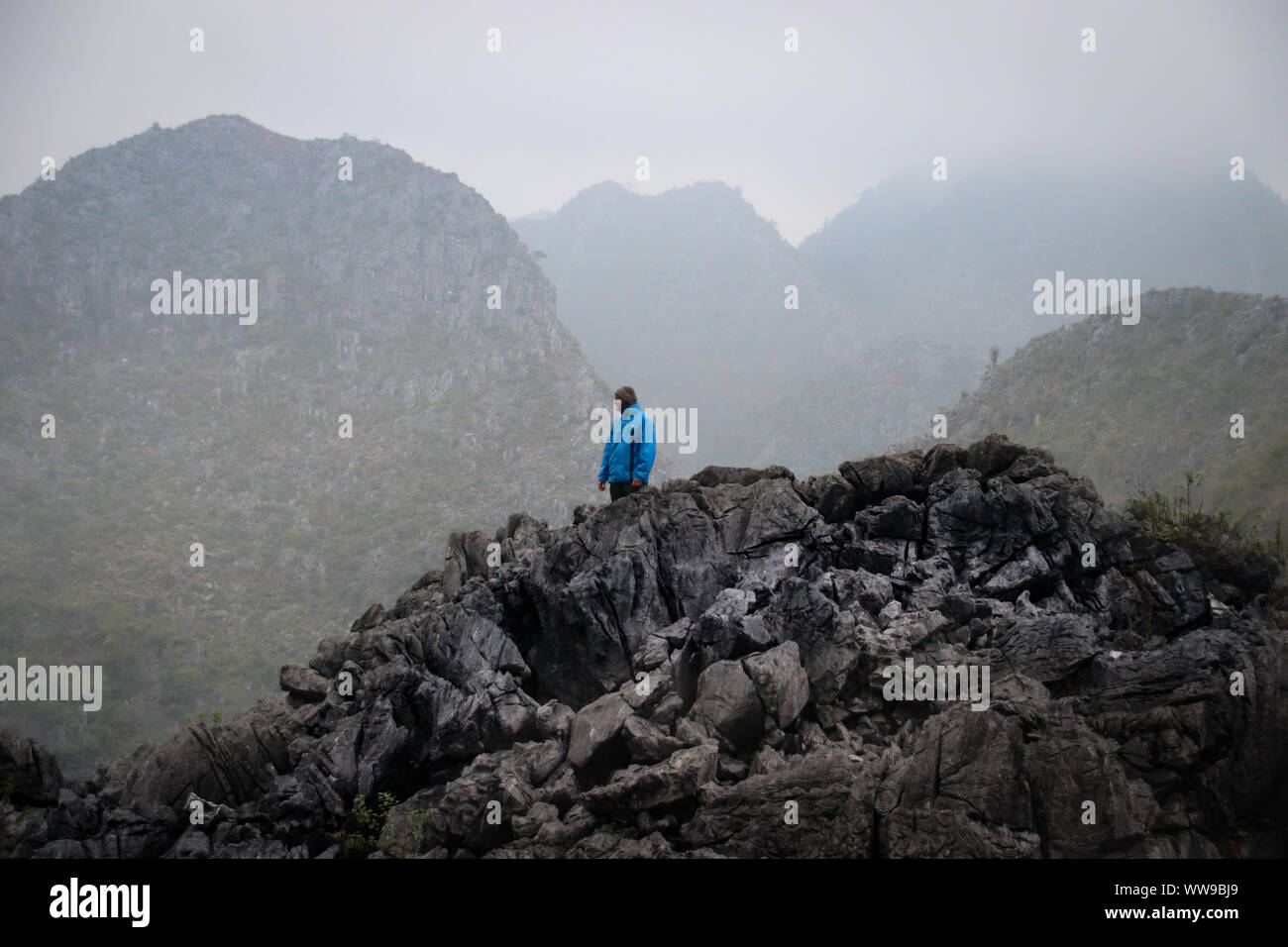 Hiking in Sa phin (site 23) in the Dong Van Karst Plateau Geopark in Ha ...