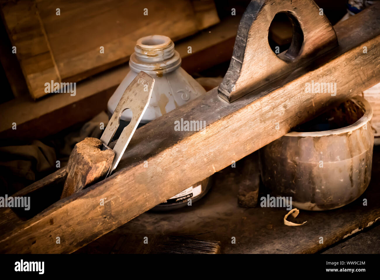 Wood Shavings Carpenters Tools Stock Photo - Alamy