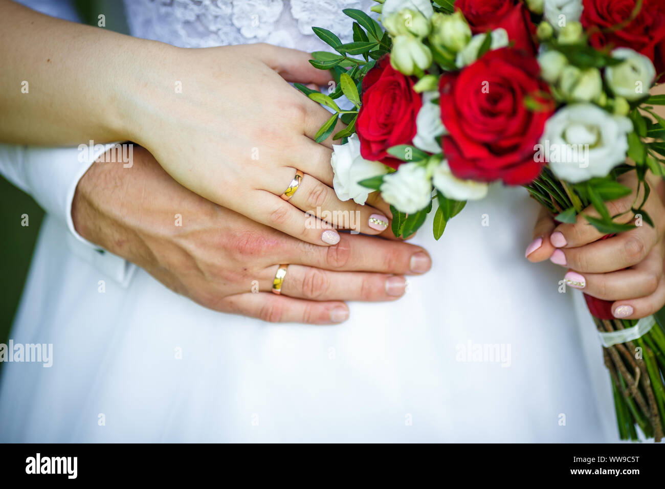 Newly Married Couple Hands Hand High Resolution Stock Photography and ...