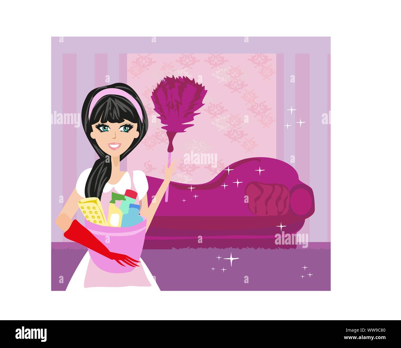 Funny housekeeper Stock Vector Images - Alamy