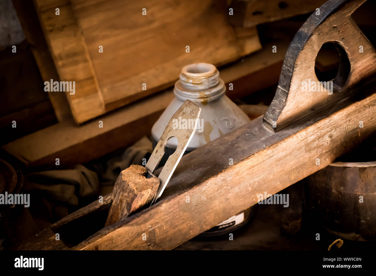 Wood Shavings Carpenters Tools Stock Photo - Alamy