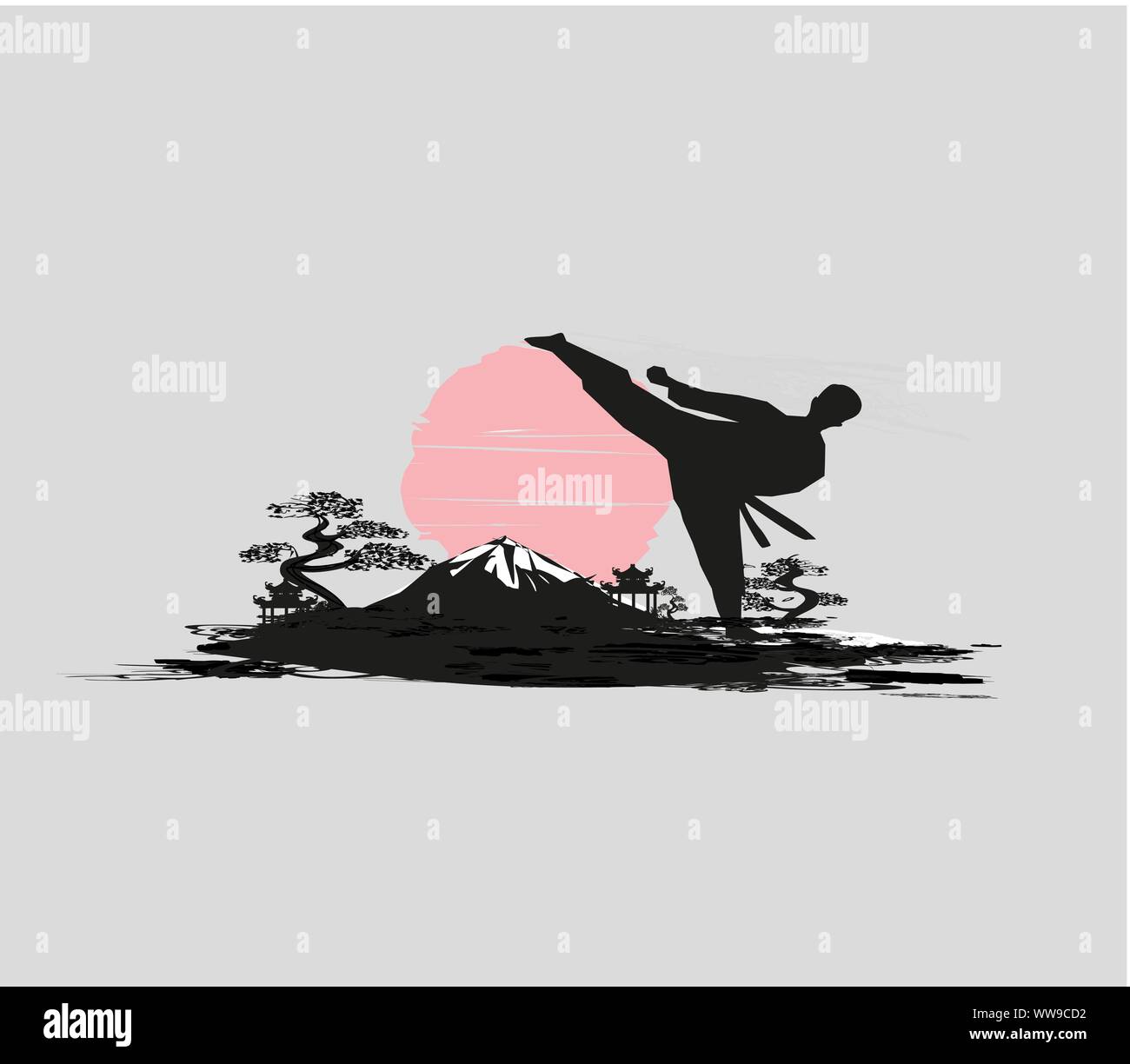 Creative abstract illustration of karate fighter Stock Vector Image ...